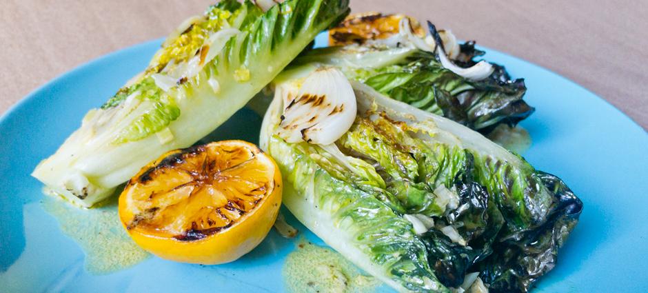 Grilled Little Gem Lettuce with Grilled Meyer Lemon Dressing | PCFMA