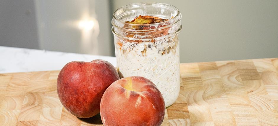 Peach Cobbler Overnight Oats | PCFMA